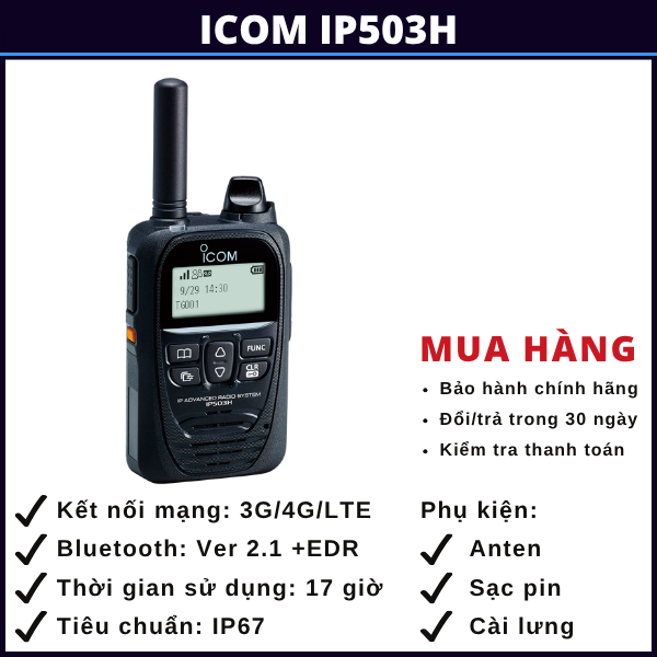 Bộ đàm Icom IP503H – Liên lạc toàn quốc qua mạng 3G/4G/LTE